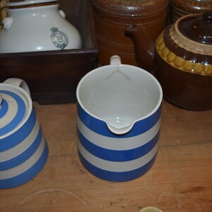 Cornish Ware Kitchenalia, Blue and White Striped Storage, Teapot, Jugs ...