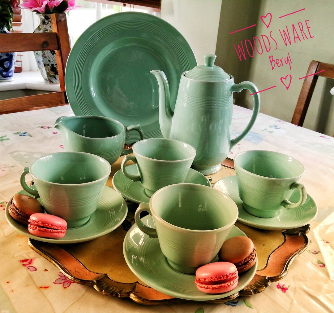 Woods Ware Tea or Coffee Set for Four, Utility Ware Beryl - Etsy