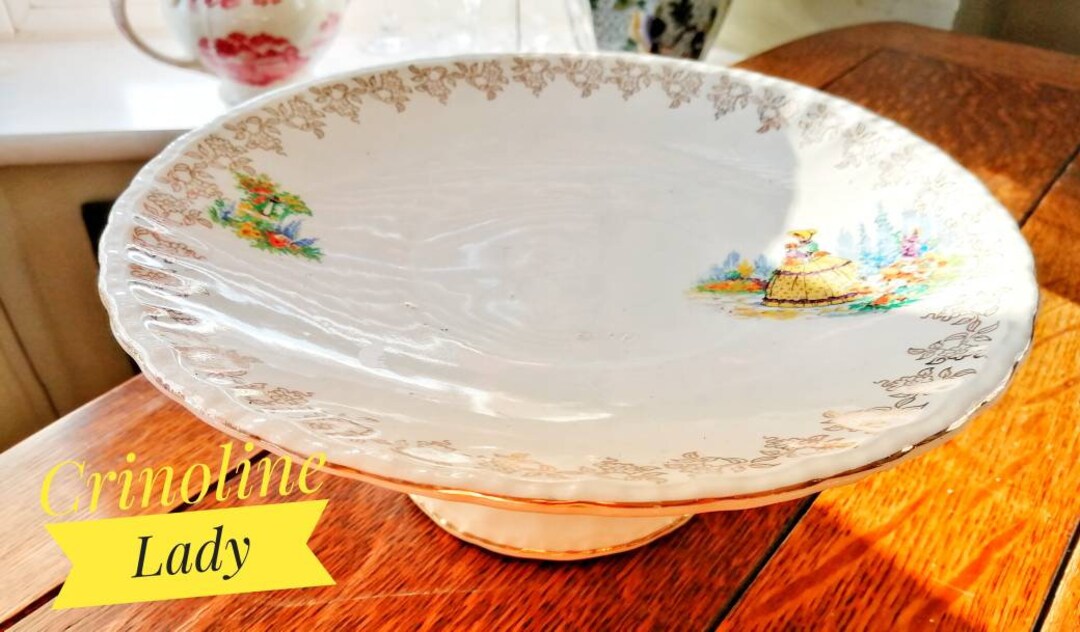 Crinoline Lady Vintage Pedestal Cake Stand Chintz China - Etsy
