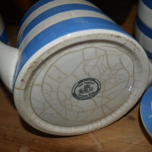 Cornish Ware Kitchenalia, Blue and White Striped Storage, Teapot, Jugs ...