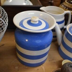 Cornish Ware Kitchenalia, Blue and White Striped Storage, Teapot, Jugs ...