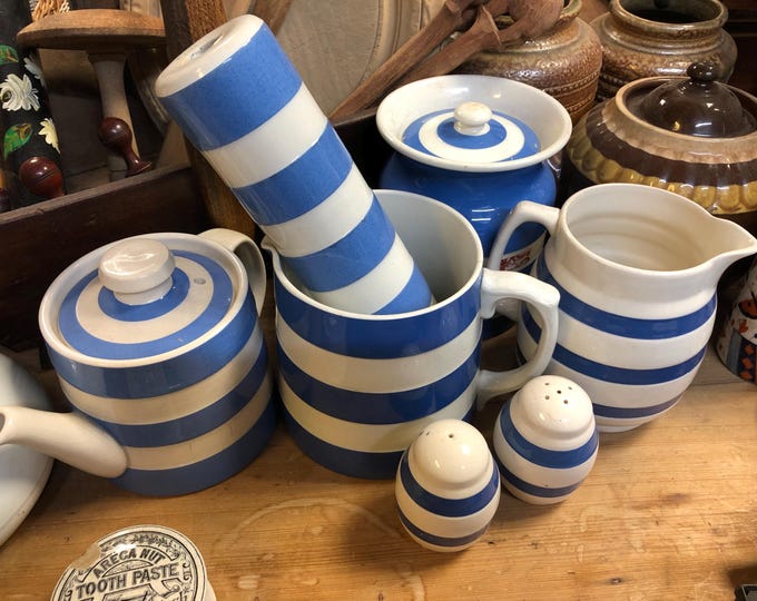 Vintage Cruet Set Cornishware Salt and Pepper Shakers Mustard Pot Set ...