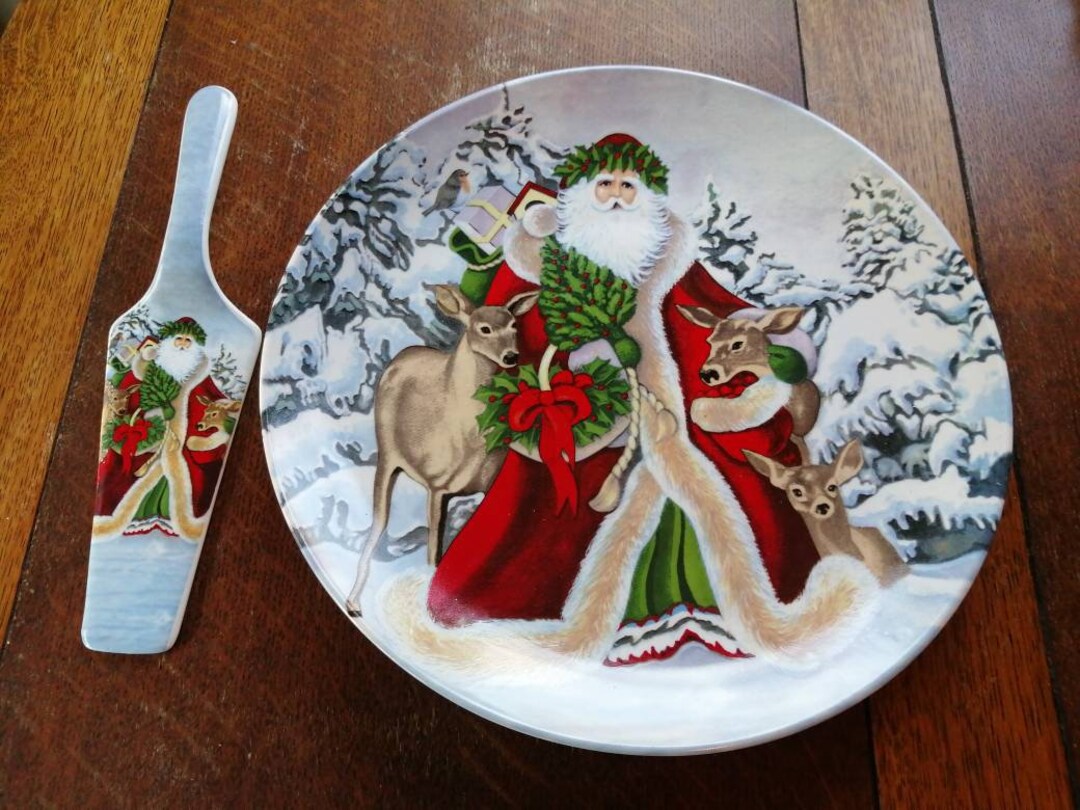 Christmas Cake Plate and Slice: Santa Ceramic Charger (31.5 Cms) - Etsy