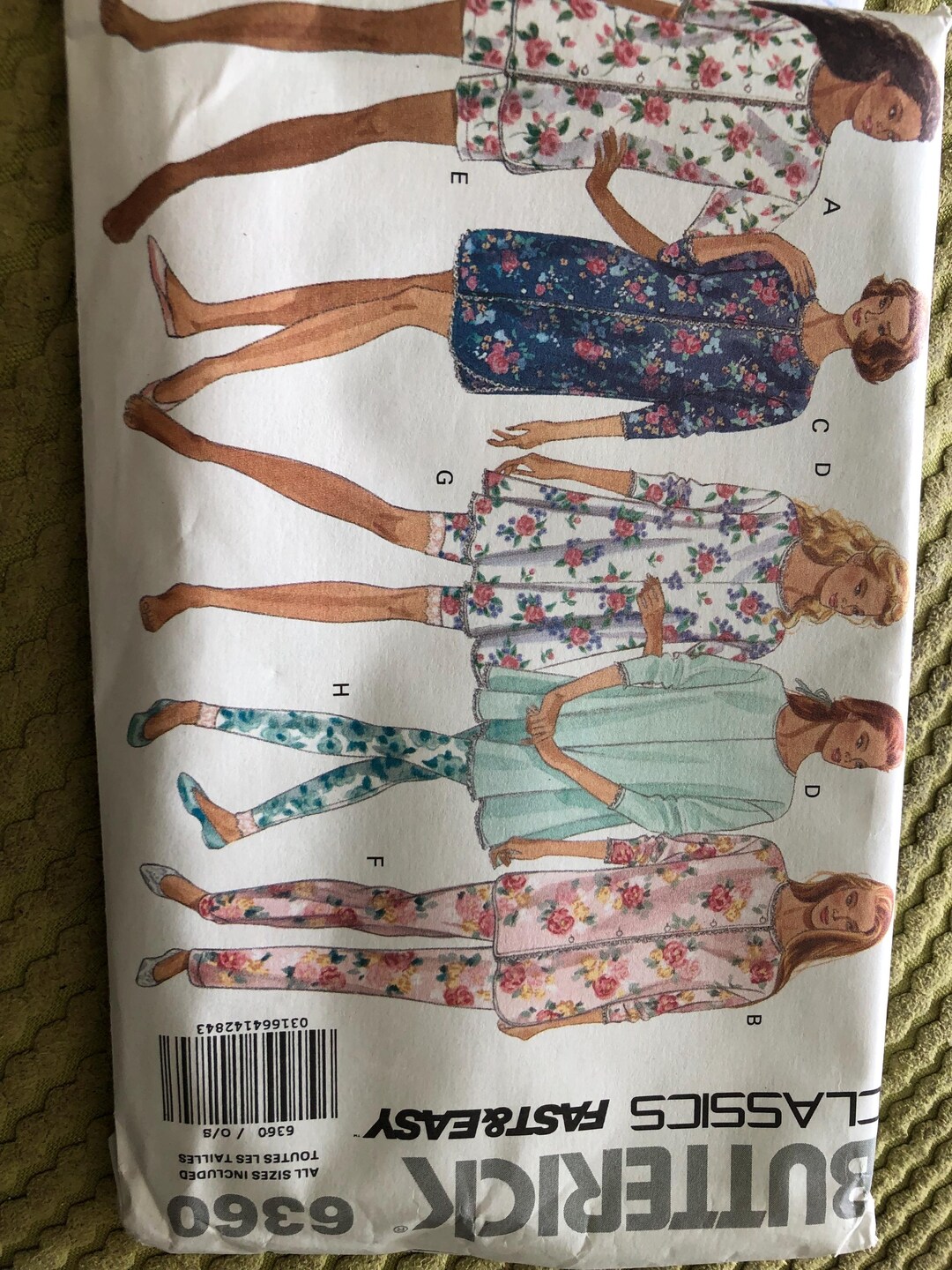 Dressmaking Pattern Pyjamas and Nightshirts, All Sizes, Butterick 6360 ...