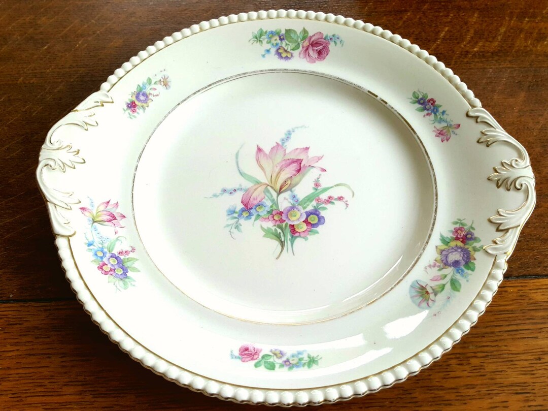 Large Floral Cake Plate - Etsy