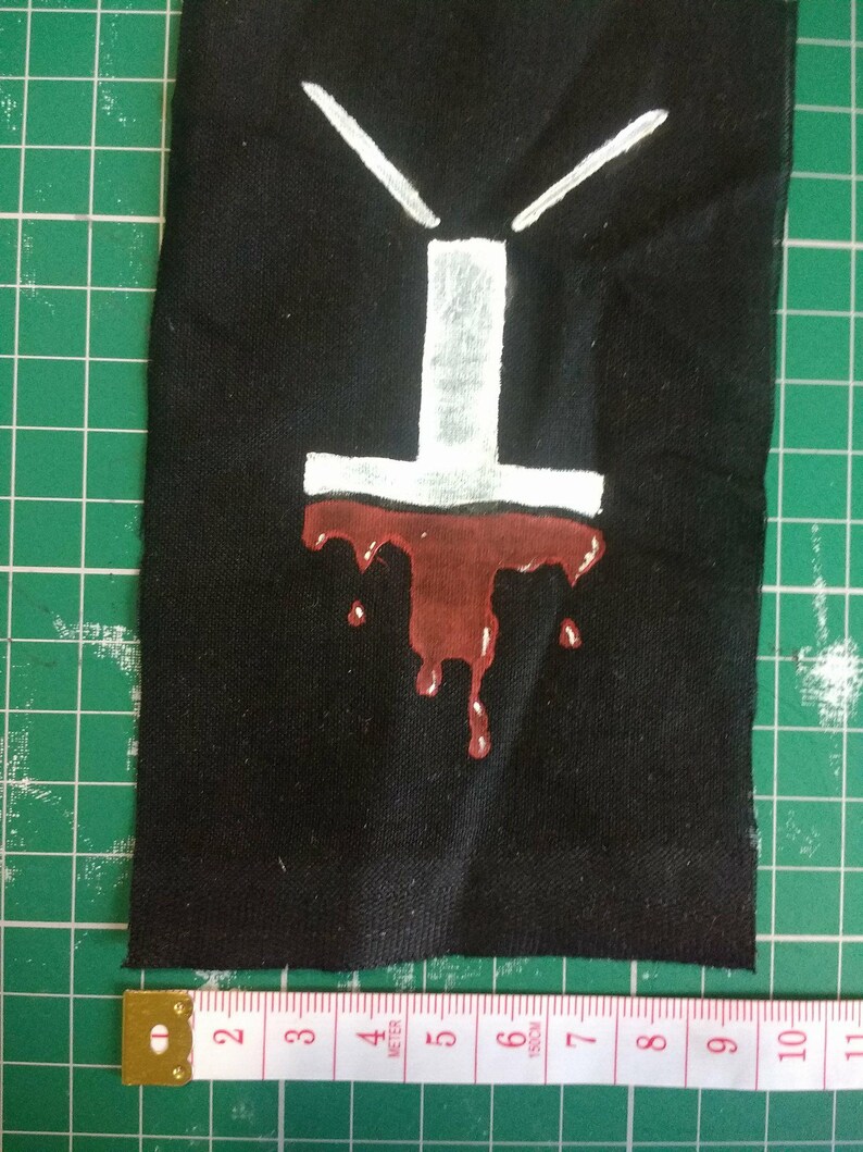 Dripping Blood Inverted Cross Patch - Etsy España