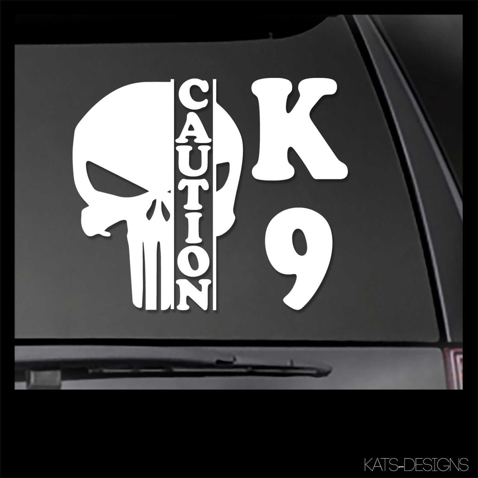 CAUTION K-9 - Skull Decal- Multiple SIZES and COLORS Including ...
