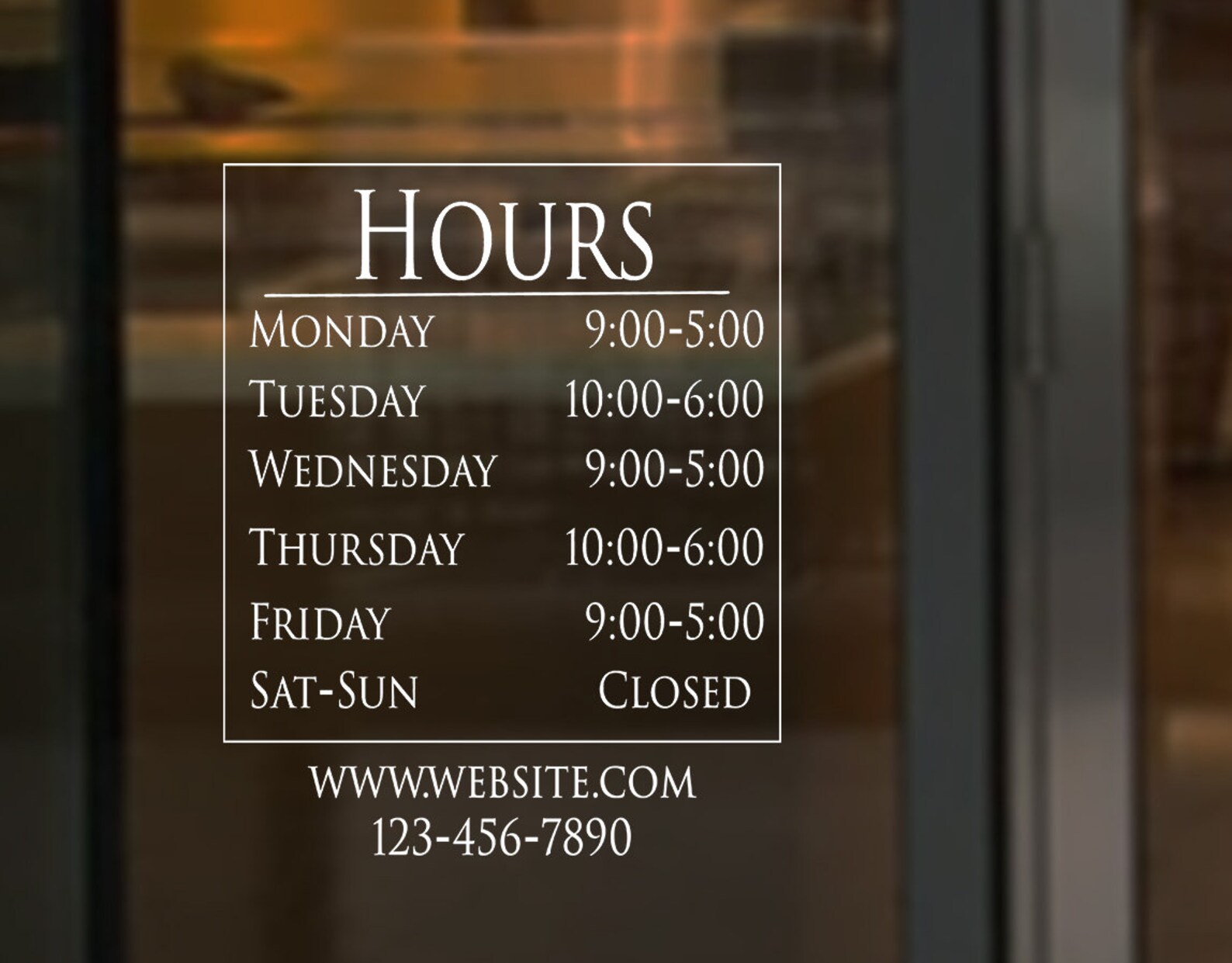 Store Business Hours Sign Vinyl Decal HRS-00008 - Etsy