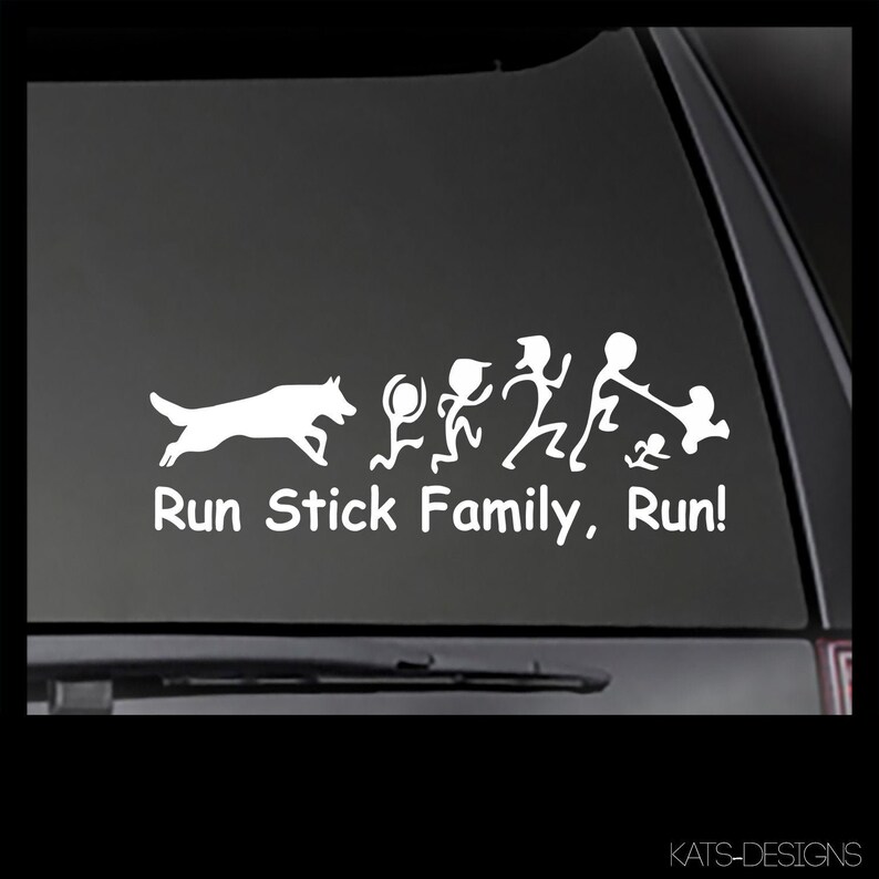 German Shepherd Decal Run Stick Family Run Dog Car Sticker - Etsy
