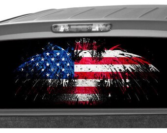 American Flag Screaming Eagle Rear Window Graphic Decal for Truck SUV ...