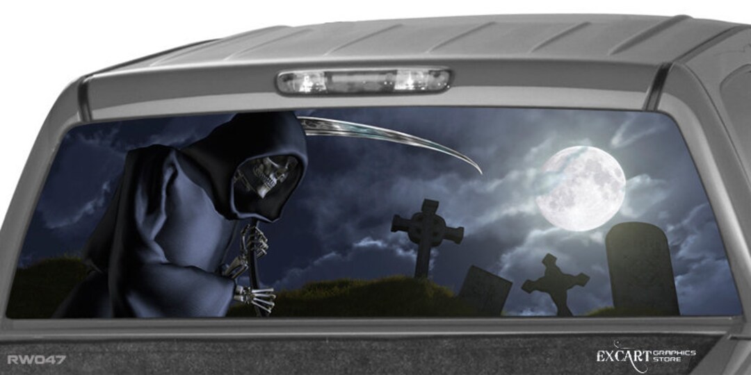 Grim Reaper Cemetery Rear Window Graphic Decal Tint Perf Sticker for ...
