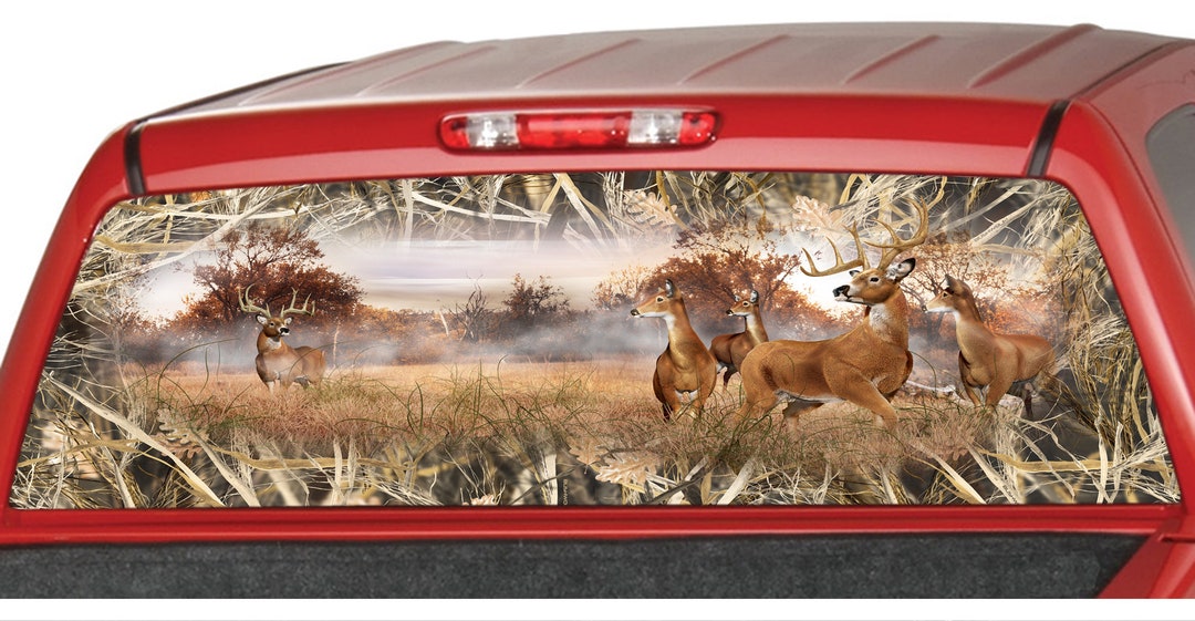 Whitetail Buck Tallgrass Hunting Camo Rear Window Graphics Truck Decal ...