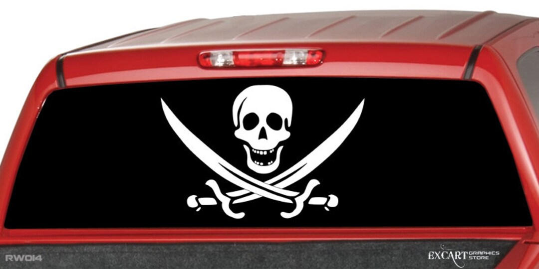 Pirate Flag Rear Window Graphic Decal Tint Perf Sticker for Truck ...
