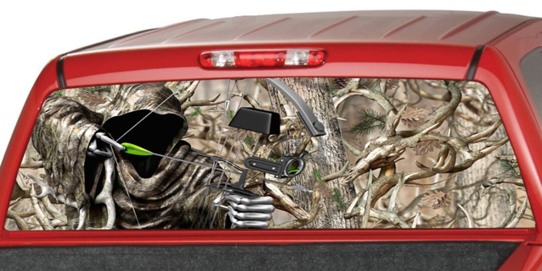 Bow Reaper Buck Skull Camo Oak Tree Hunting Rear Window Graphic Decal ...