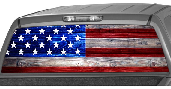 American Flag Wooden Retro Style Rear Window Graphic Decal - Etsy