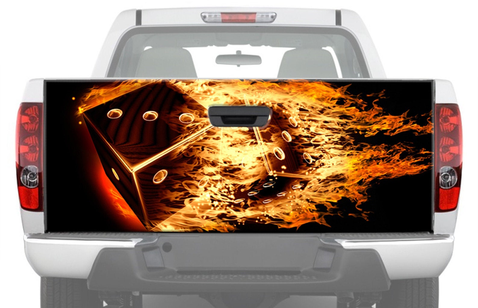 FLAMING DICES Truck Tailgate Graphics Decal Sticker Truck Pickup Wrap ...