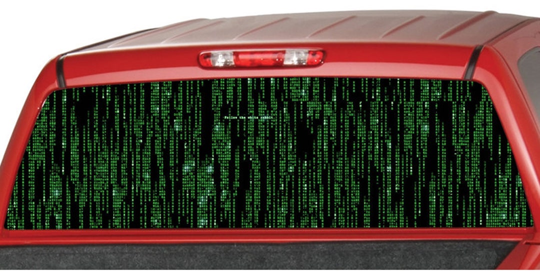 Matrix Theme White Rabbit Rear Window Graphic Decal Tint Perf Sticker ...