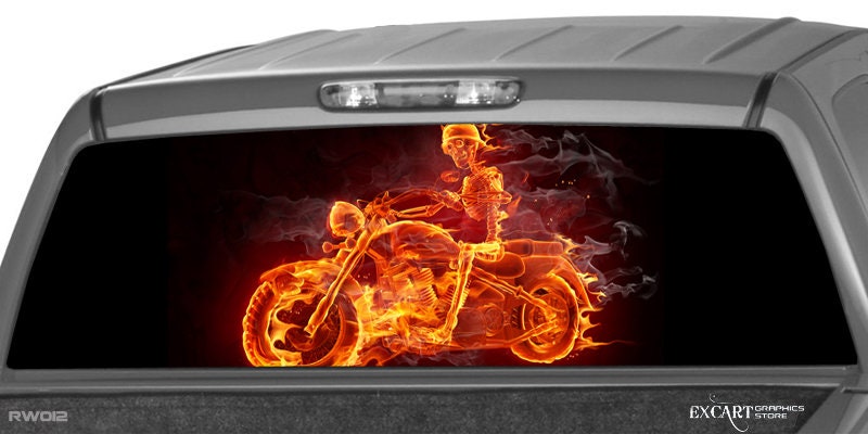 Ghost Fire Rider Rear Window Graphic Decal Tint Perf Sticker - Etsy