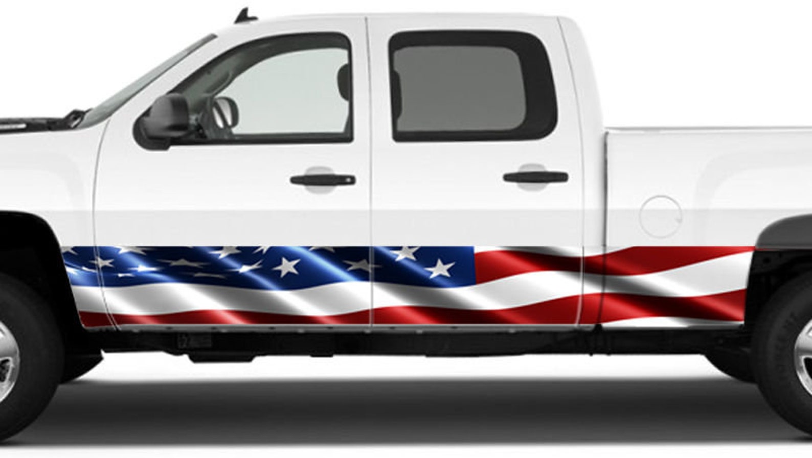 2 WAVING AMERICAN FLAG Decals 12"x12 Foot (24 Feet Total) Rocker Panel ...