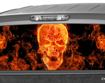 Dark Skull Shadow Glass Rear Window Decal Graphic Truck Perf Vinyl ...