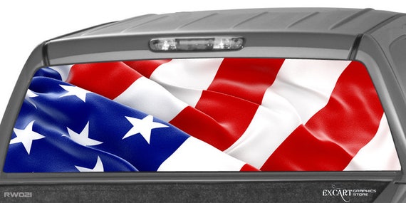 Waving American Flag Rear Window Graphic Decal Tint Perf | Etsy