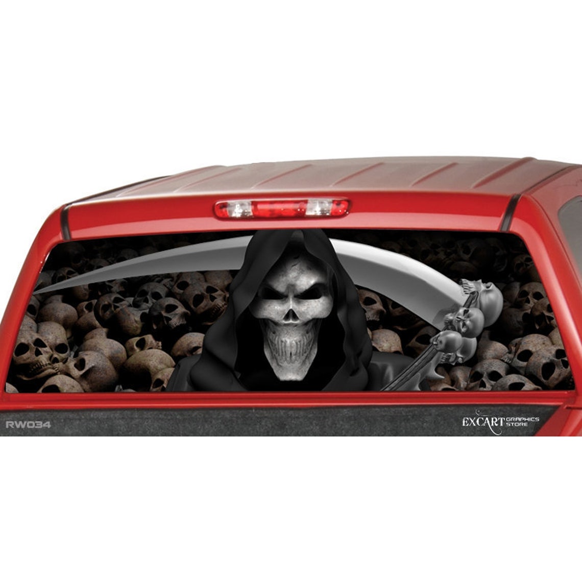 Grimm Reaper Skulls Rear Window Graphic Decal Tint Perf - Etsy