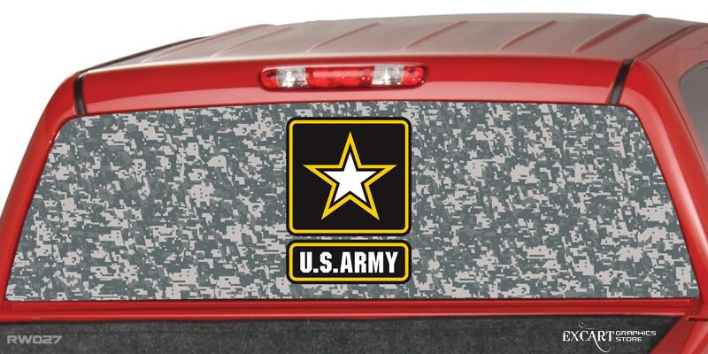 U.S. Army Camo Rear Window Graphic Decal Tint Perf Sticker for Truck ...