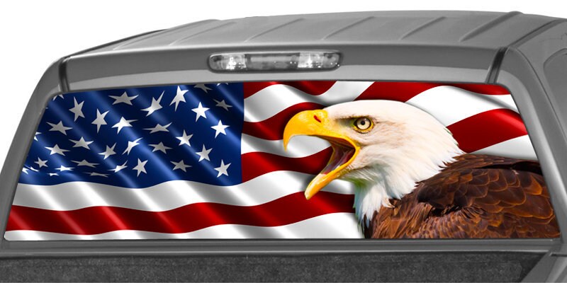 American Eagle Flag Rear Window Graphic Decal Tint Perf Sticker for ...