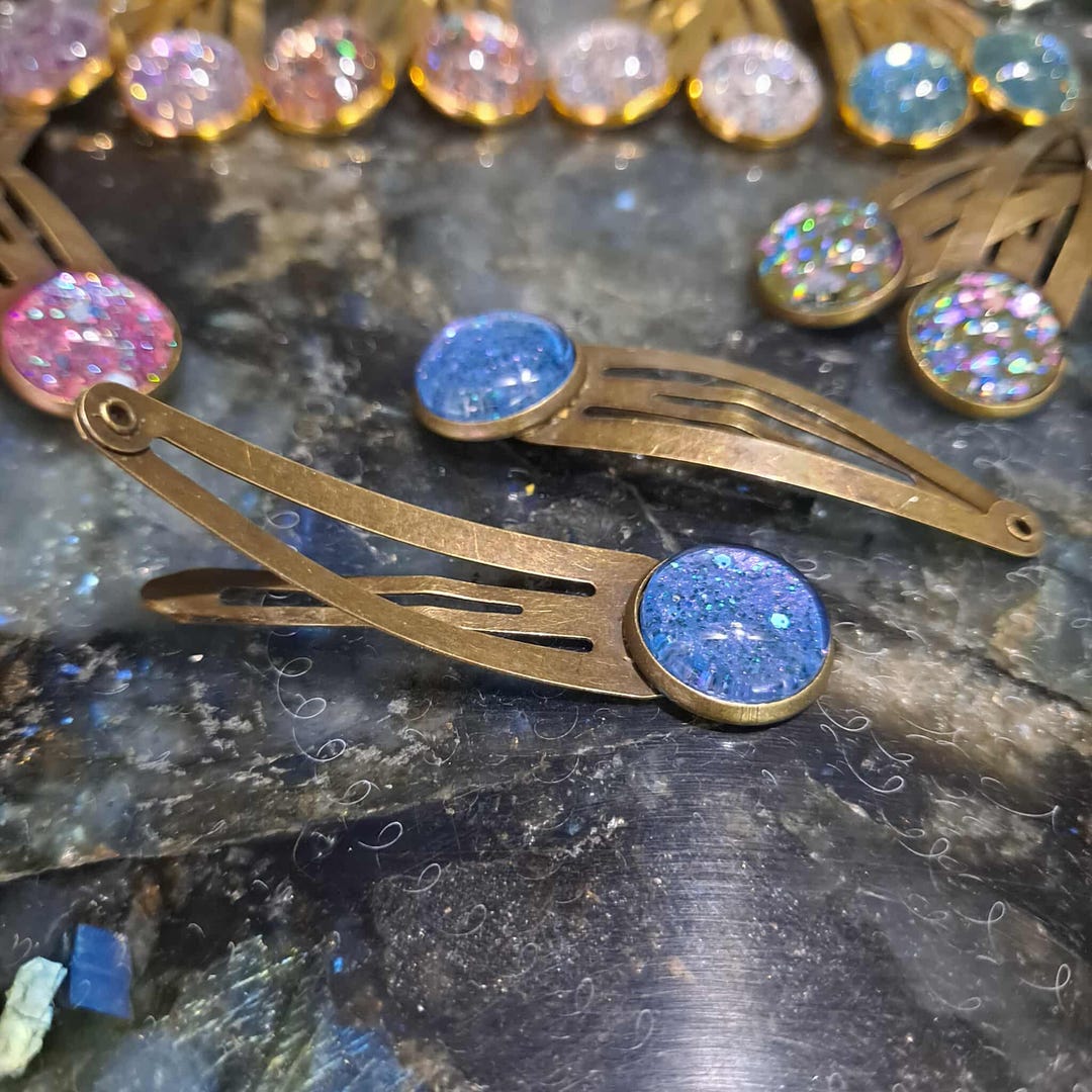 Nail Polish Painted Snap BARRETTE SETS! Hand Painted Glass Cabochon Jewelry - Etsy