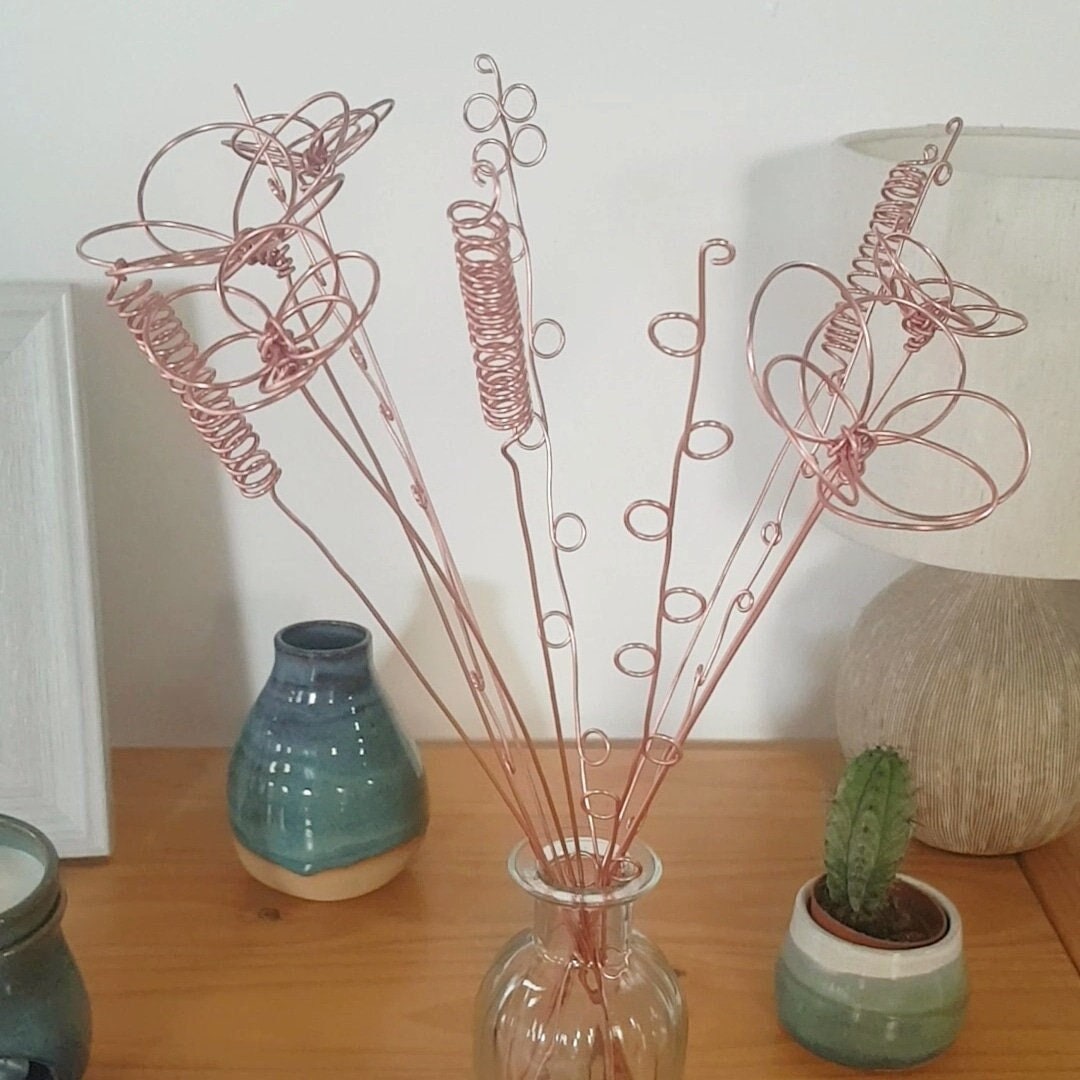 Wire Flowers, Flower Bouquet, Botanical Sculpture, Wire Bouquet, Spring ...