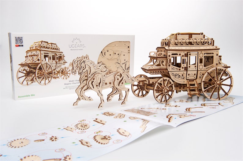 Stagecoach - Build Your Own Working Model by Ugears. Self Assembly Kit ...