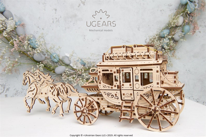Stagecoach - Build Your Own Working Model by Ugears. Self Assembly Kit ...