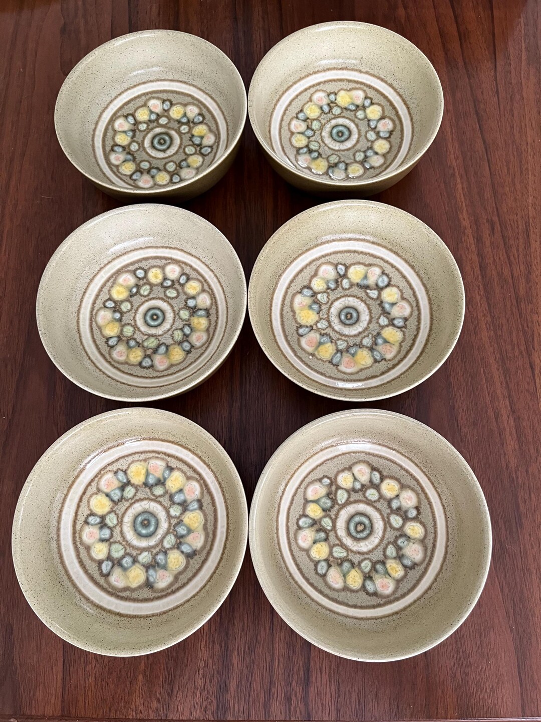 Set of 6 1970s Franciscan Bowls, Vintage Bowl, Franciscan England Stoneware, Reflections Cereal ...