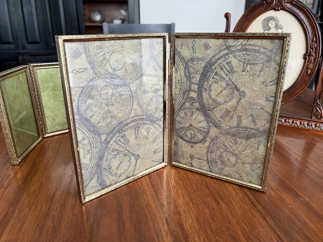 Vintage 5x7 Picture Frame, Hinged Double Picture Frame, Photo Frame ...