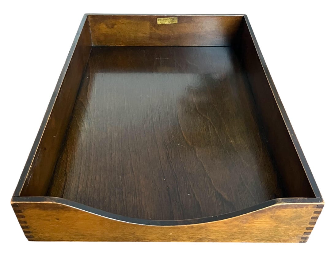 Vintage Desk Tray With Dovetailed Corners, Wood Desk Tray, in Out Tray ...