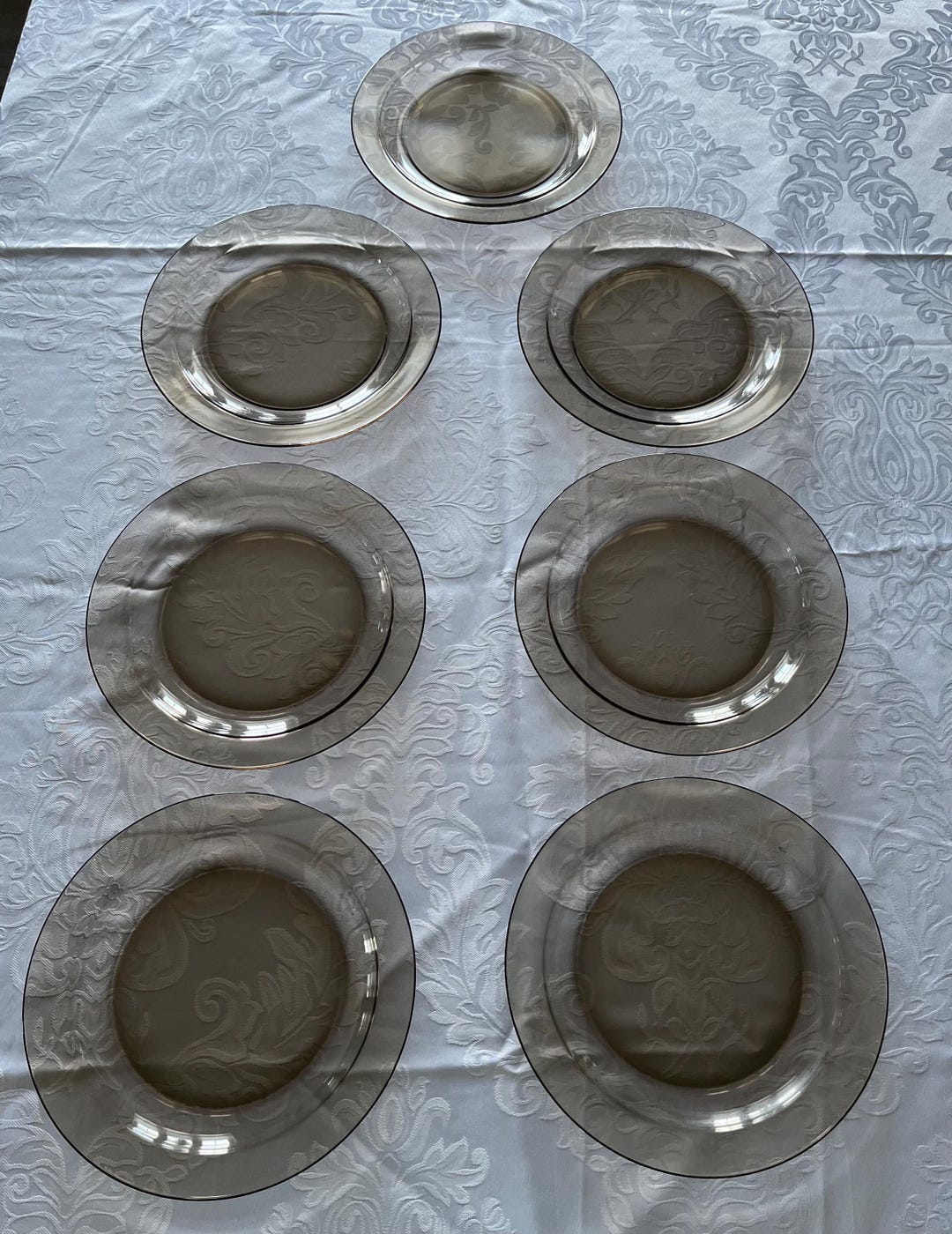 Set of 7 Arcoroc France Smokey Glass Dinner Plates, Arcoroc Plates ...