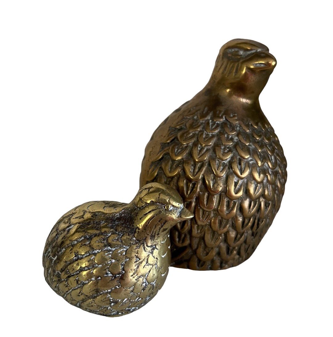 Set of 2 Brass Figurines, Brass Partridge Birds, Brass Home Decor ...