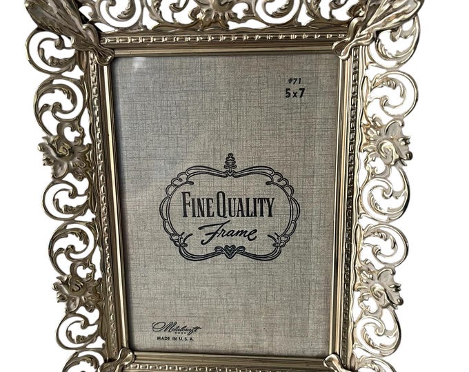 Empty Picture Frame, Ornate 5x7 Metal Gold Frame, Vintage Home Decor ...