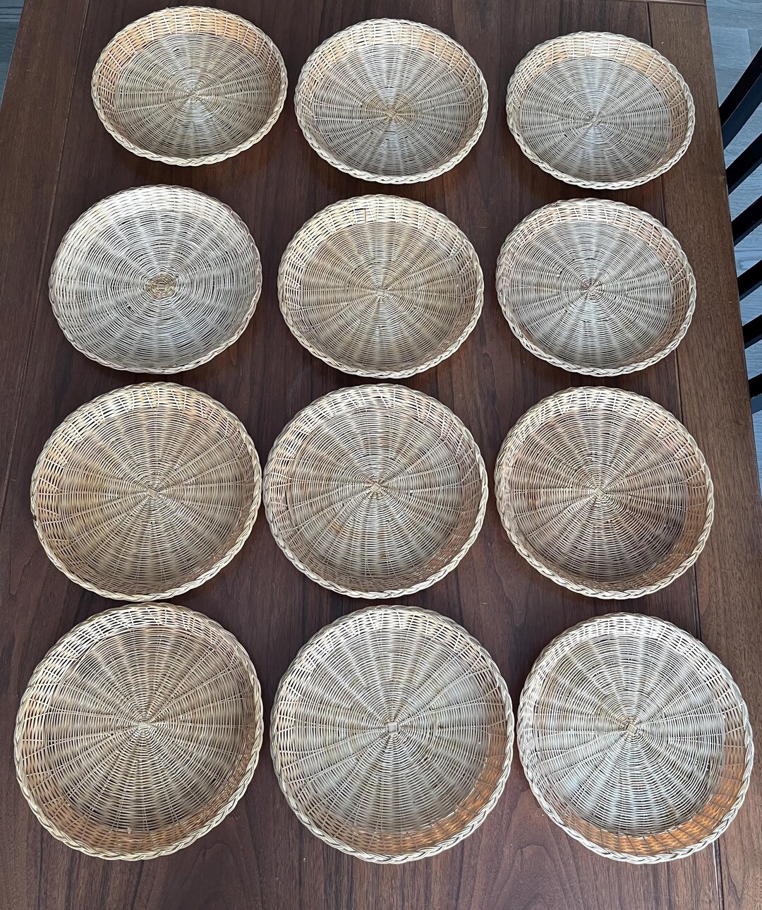 Set of 12 Wicker Plate Holders, Wicker Plates, Wicker Basket Plates ...