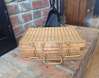 Wicker suitcase | Etsy