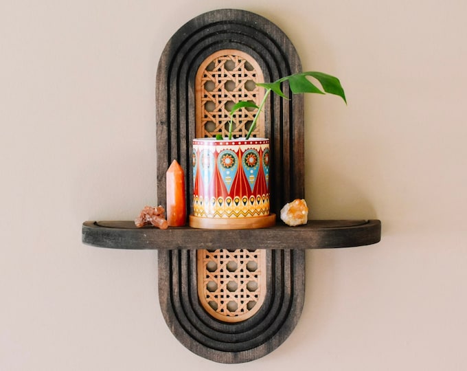 Arch Shelf - Rattan Caning Shelf - Retro Rainbow Arch Shelf - Mid ...