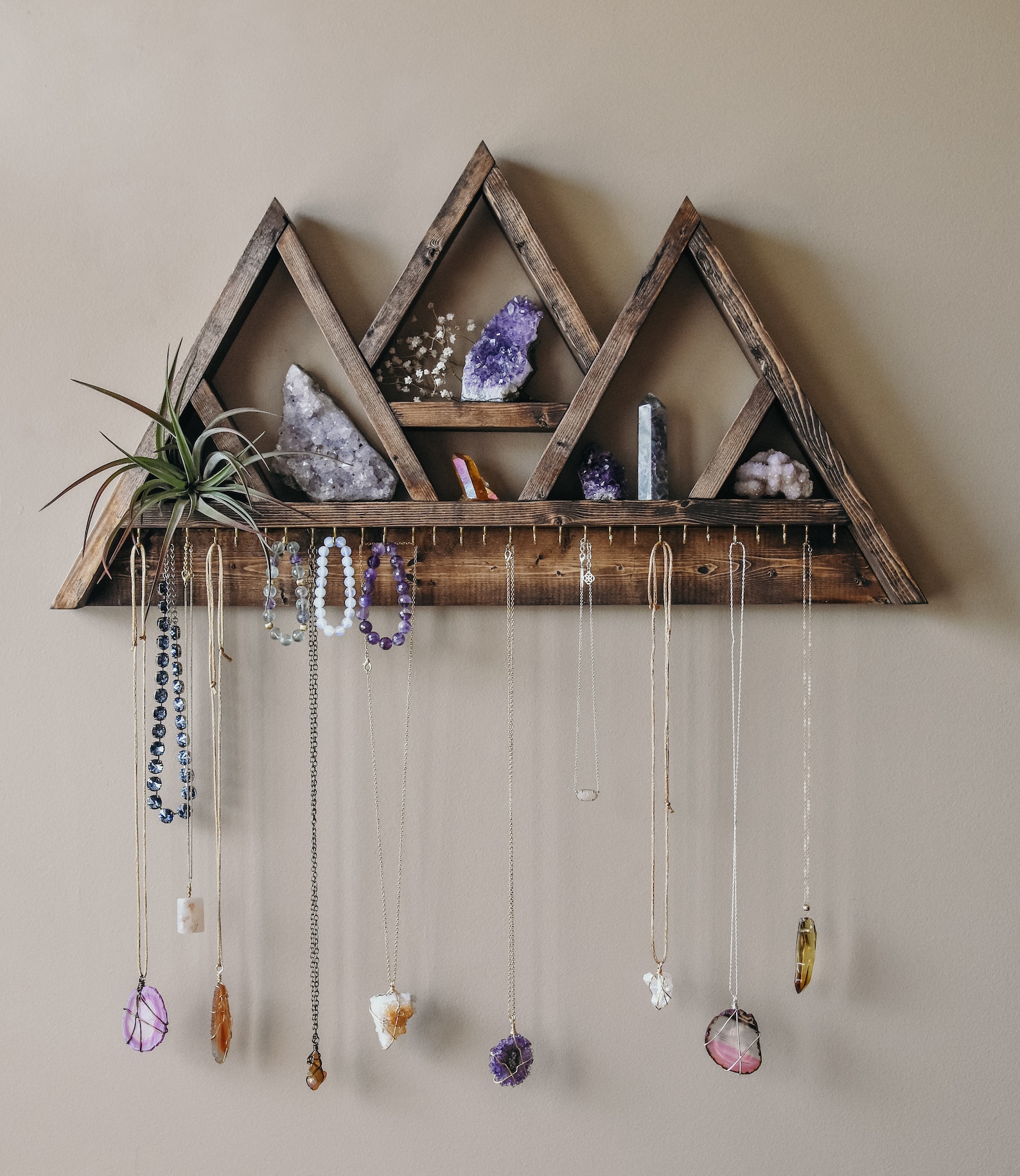 Large Triangle Shelf Jewelry Hanger 30 Hooks | Etsy