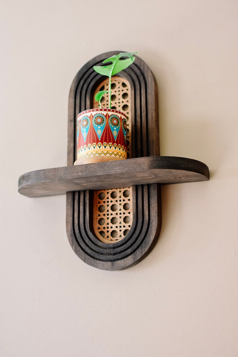 Arch Shelf - Rattan Caning Shelf - Retro Rainbow Arch Shelf - Mid ...