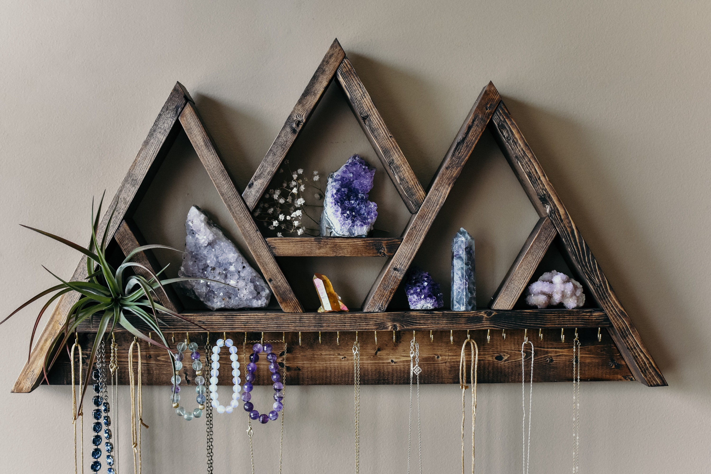 Large Triangle Shelf Jewelry Hanger 30 Hooks | Etsy