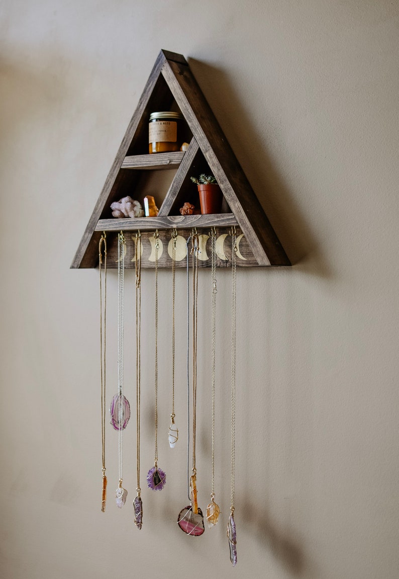 Triangle Shelf Jewelry Hanger 15 Hooks | Etsy