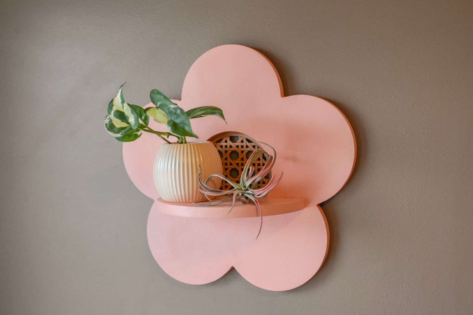 Flower Shelf Daisy Shelf Rattan Caning Shelf Eclectic Decor Maximalist ...