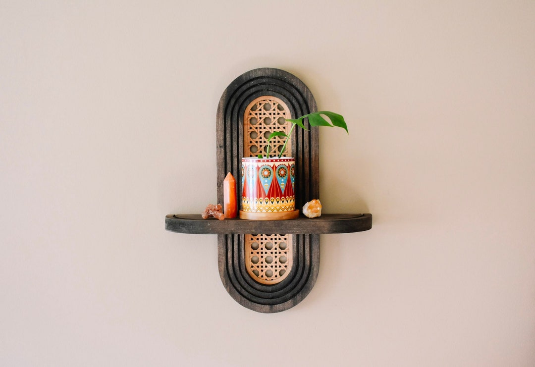 Arch Shelf - Rattan Caning Shelf - Retro Rainbow Arch Shelf - Mid ...