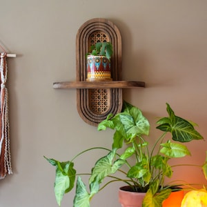 Arch Shelf - Rattan Caning Shelf - Retro Rainbow Arch Shelf - Mid ...