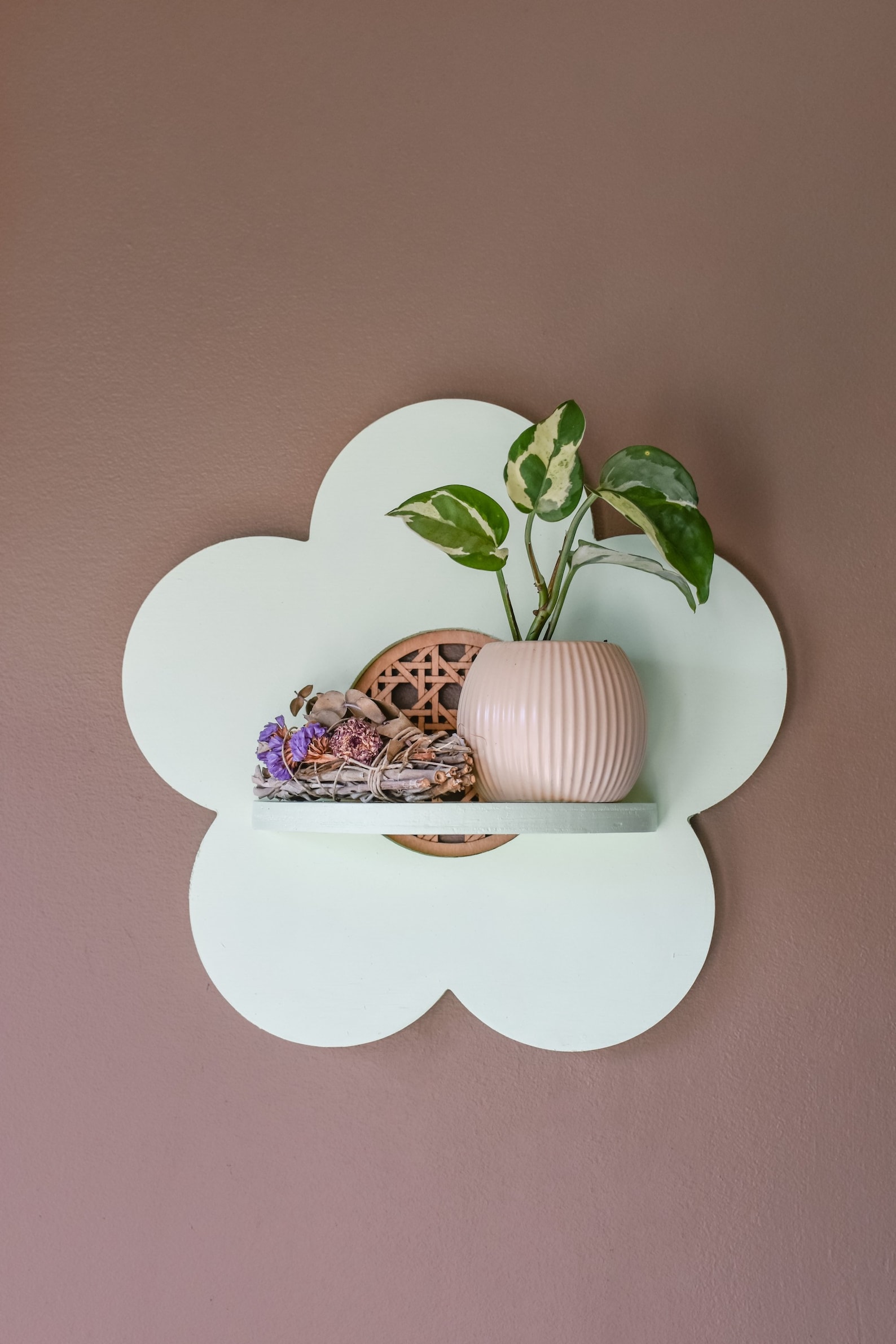 Flower Shelf - Daisy Shelf - Rattan Caning Shelf - Eclectic Decor ...