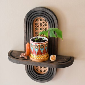 Arch Shelf - Rattan Caning Shelf - Retro Rainbow Arch Shelf - Mid ...